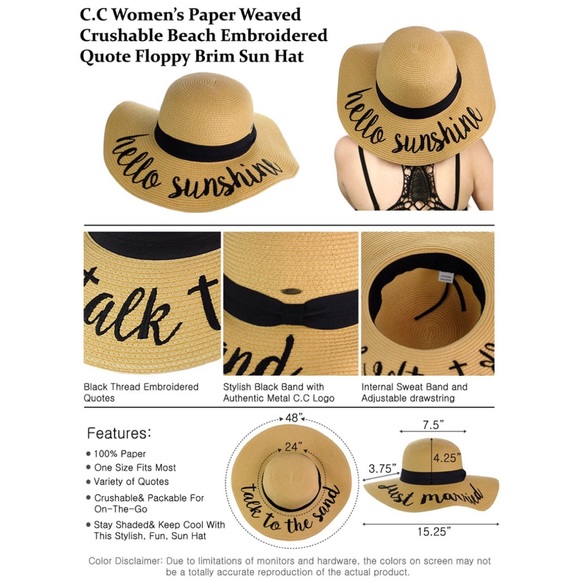 C.C | Accessories | Aloha Beaches Cc Floppy Beach Hat | Poshmark